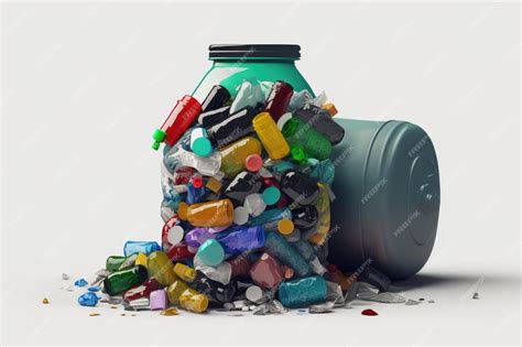 Premium Photo Plastic Bottle Garbage Bin Overflowing With Plastic Bottles