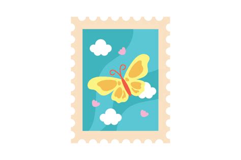 Butterfly Vintage Postage Stamp Svg Cut File By Creative Fabrica