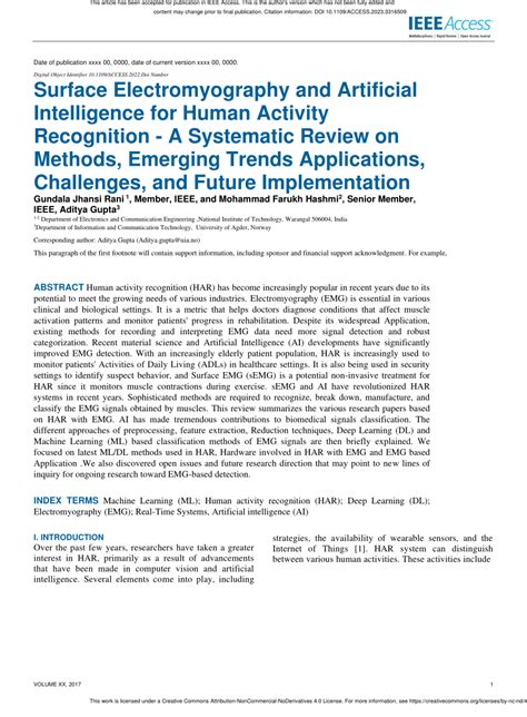 Pdf Surface Electromyography And Artificial Intelligence For Human