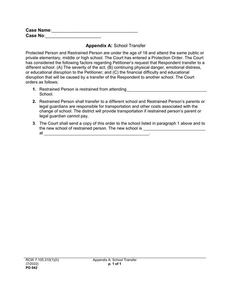 Form Po042 Appendix A Fill Out Sign Online And Download Printable Pdf Washington