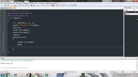 Fibonacci Series Program In C Youtube