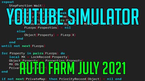 YOUTUBE SIMULATOR HACK SCRIPT AUTO FARM JULY YouTube