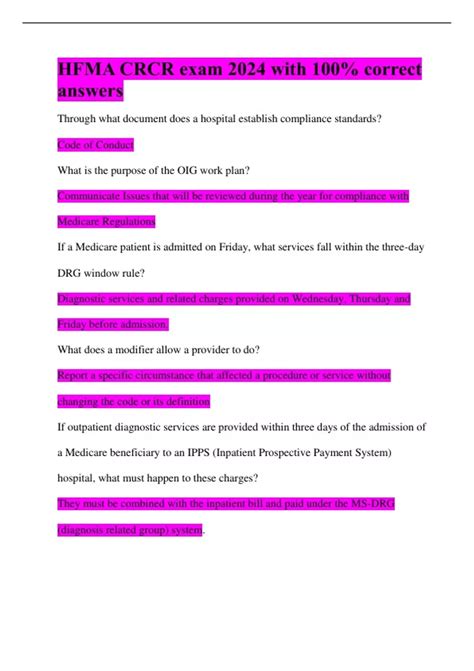 HFMA CRCR Exams CRCR Certification CRCR Study Guide CRCR Practice Questions CRCR Multiple