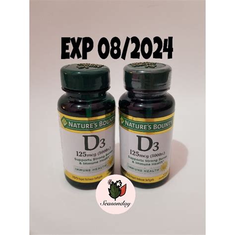 Jual Natures Bounty Vitamin D3 5000 Iu 150 Softgels Shopee Indonesia