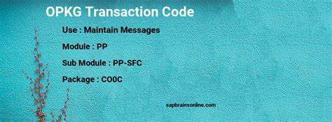 Opkg Sap Tcode For Maintain Messages