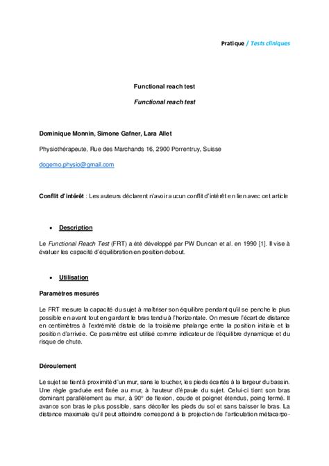 Pdf Functional Reach Test