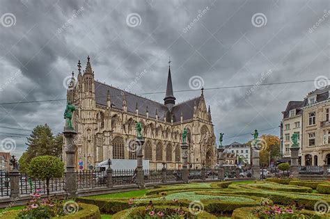 Scenic View Of The Church Of Notre Dame Du Sablon Under The Cloudy Sky