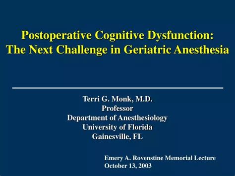 Ppt Postoperative Cognitive Dysfunction The Next Challenge In