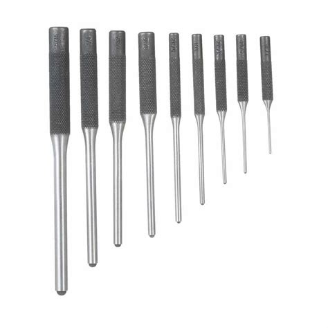9 Pieces Roll Pin Punch Set Steel Punches Hand Pin Removing Tool With