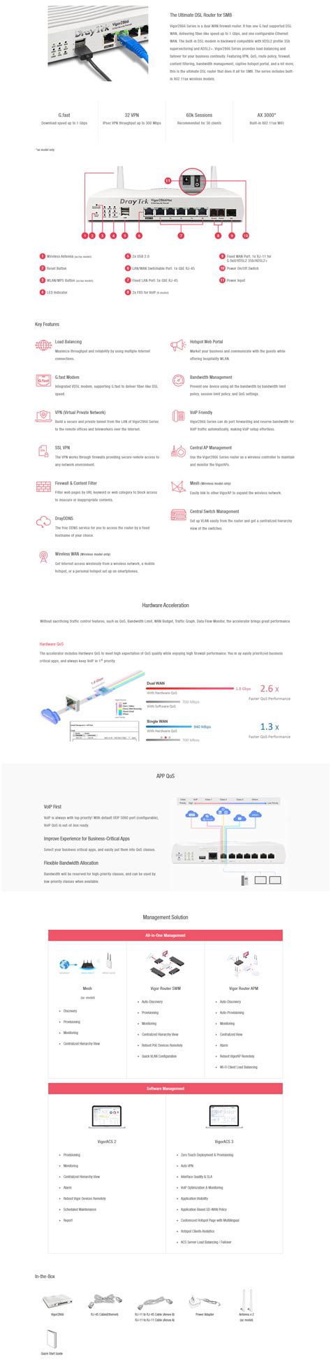 Buy Draytek Vigor 2866ac Wifi 5 Modem Router Networking Scorptec