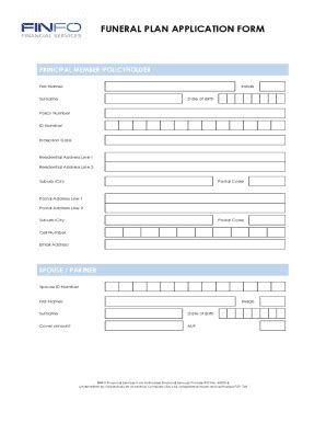 Fillable Online FUNERAL PLAN APPLICATION FORM Fax Email Print PdfFiller