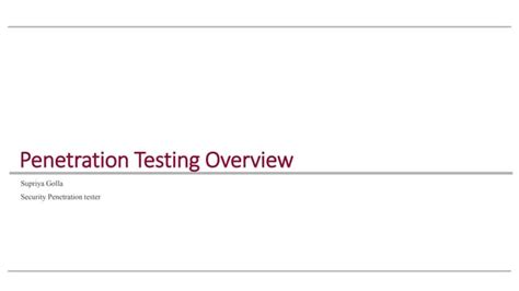 Penetration Testing Overview Pptx Information And Network Security Computing