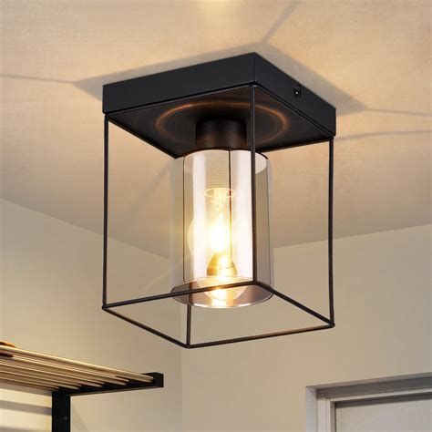 Zmh Led Deckenleuchte Wohnzimmer Glas E27 Schwarz Vintage Deckenlampe