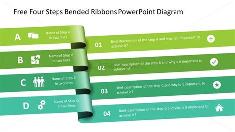 Free Four Bended Ribbons PowerPoint Design SlideModel