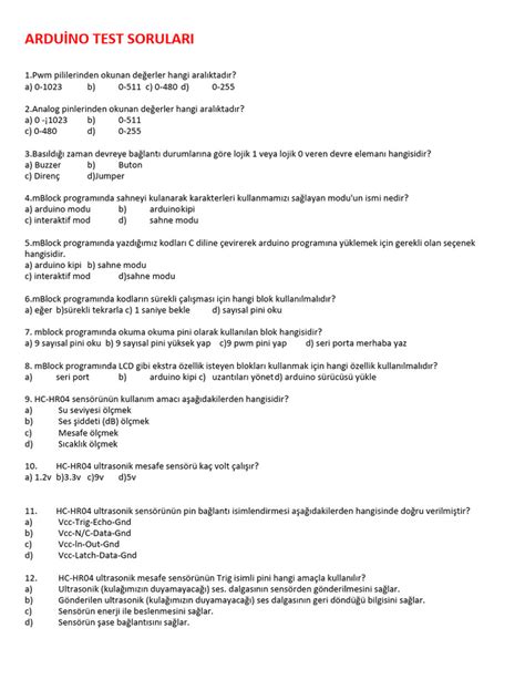 17110659arduinotestsorulary 1 Pdf 17110659arduinotestsorulary 1 Pdf