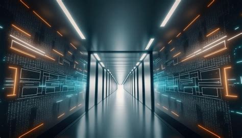 Premium Photo Corridor Of Data Center With Racks Of Server Computer For Cloud Computing Data