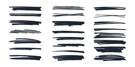 그런지 브러시 스트로크와 마커 뒤와 선 거친 가장자리가 있는 창의적인 브러시 라인 추상적인 자유형 낙서 선 테두리 하이라이트 스플래시 0명에 대한 스톡 벡터 아트 및 기타