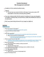 Worksheet File Management Module Worksheet File Management And Email Complete All Of The