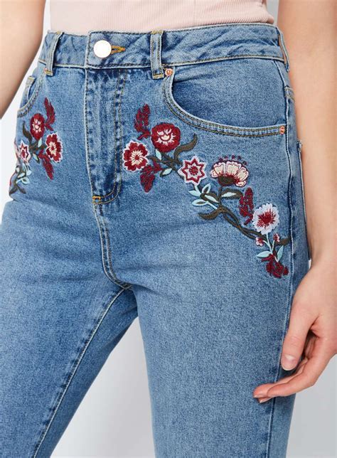 Mom Embroidered Jeans Embroidered Mom Jeans Embroidery Jeans
