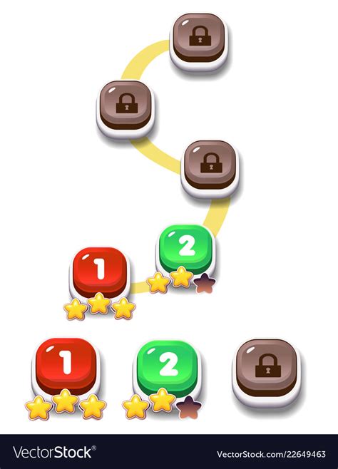 Level Indicators For Game Ui Cartoon Map Pointers Vector Image