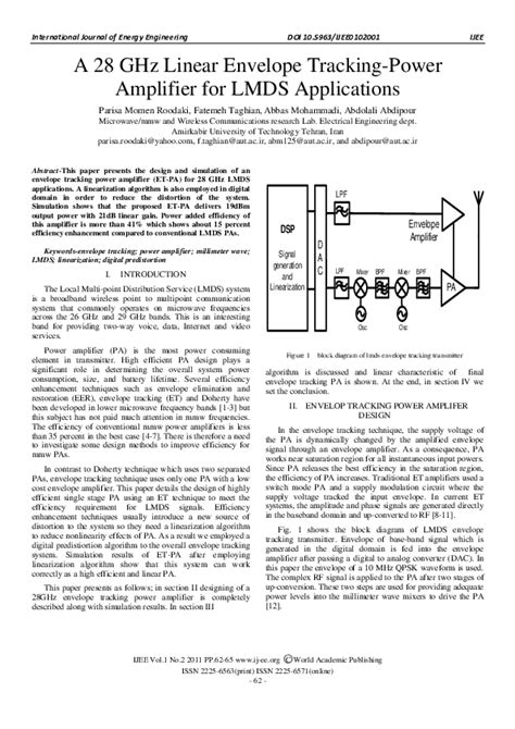 Pdf A 28 Ghz Linear Envelope Tracking Power Amplifier For Lmds Applications Abbas Mohammadi