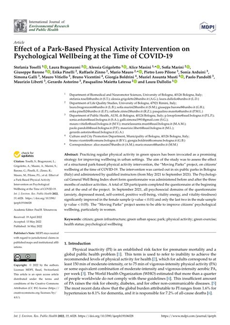 Pdf Effect Of A Park Based Physical Activity Intervention On