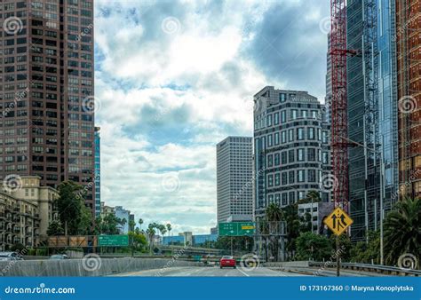 Morning In Downtown Los Angeles California Empty Streets And Tall