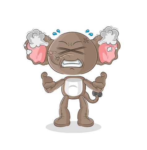 Vetor De Desenho Animado De Mascote Muito Zangado De Elefante Vetor