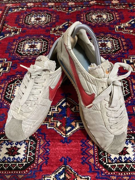 Nike Nylon Cortez White X Red Cursive Logo 70s Vintag… Gem