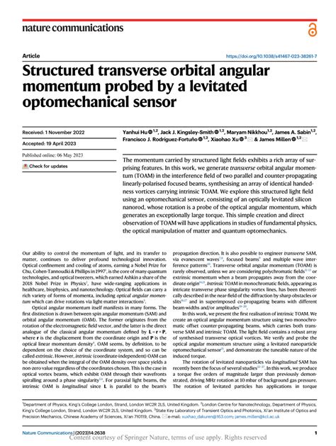 Pdf Structured Transverse Orbital Angular Momentum Probed By A