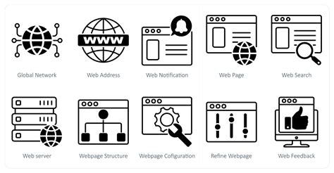 A Set Of 10 Seo Icons As Global Network Web Address Web Notification