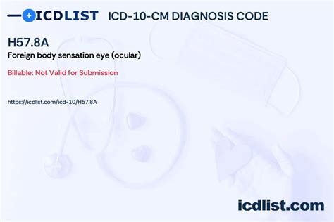 Icd 10 Cm Diagnosis Code H57 8a Foreign Body Sensation Eye Ocular