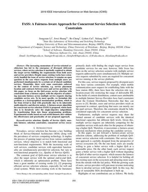 Pdf Fass A Fairness Aware Approach For Concurrent Service Selection With Constraints