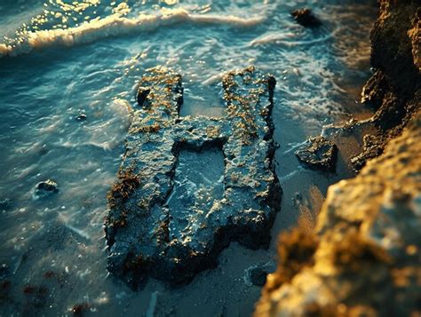 premium photo embossed letter appear on the beach