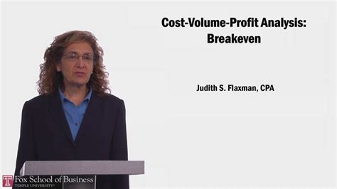 Cost Volume Profit Analysis Breakeven Video Vault