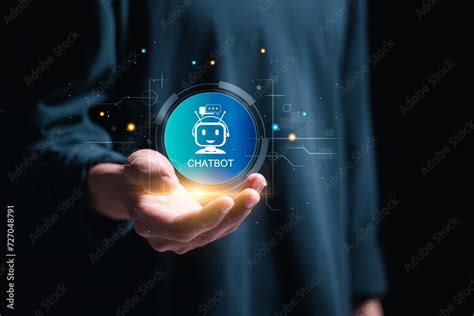 ai chatbot concept person hold virtual ai chatbot for communicate and