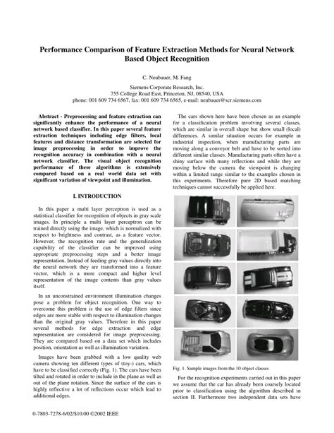 Pdf Performance Comparison Of Feature Extraction Methods For Neural