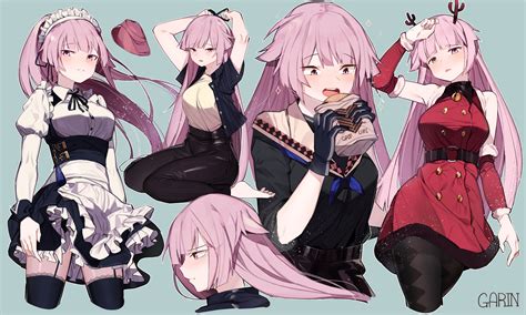 Anthropomorphism Apron Barefoot Blue Dress Food Garin Garter Belt Girls