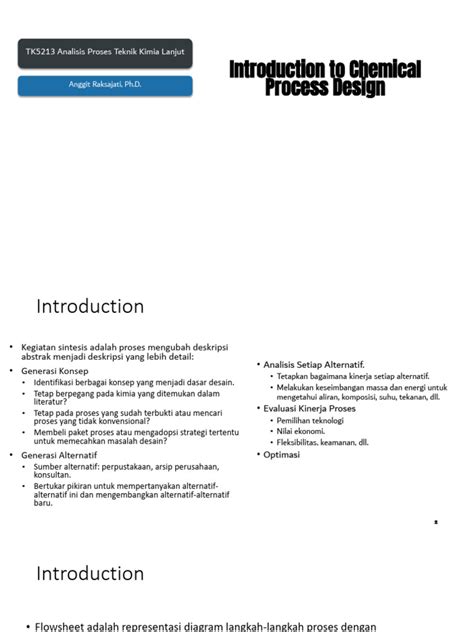 Introduction To Chemical Process Design Pdf