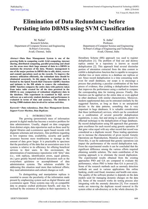 Elimination Of Data Redundancy Before Persisting Into Dbms Using Svm