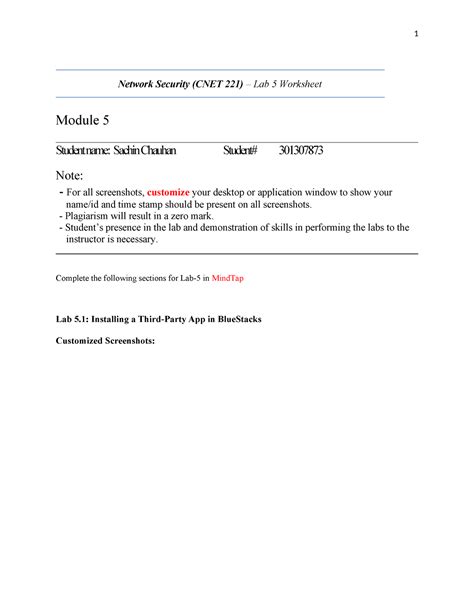 Lab 5 Lab5 Network Security CNET 221 Lab 5 Worksheet Module 5