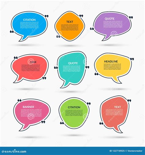 Quote Box Vector Set Of Speech Bubbles Text Frames Stock Vector
