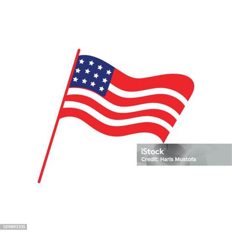 미국 플래그 아이콘 디자인 템플릿 벡터 격리 된 일러스트레이션 7월에 대한 스톡 벡터 아트 및 기타 이미지 7월 기 낮 Istock