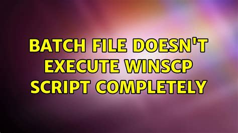 Batch File Doesnt Execute Winscp Script Completely Youtube