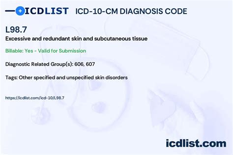 ICD 10 CM Diagnosis Code L98 7 Excessive And Redundant Skin And Subcutaneous Tissue