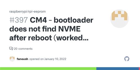 cm4 bootloader does not find nvme after reboot worked with beta from