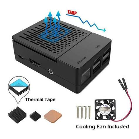 raspberry pi 3b case with cooling fan heatsinks elecr little bird