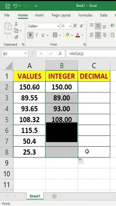 integer and decimal numbers separate in excel excel tricks 8 youtube