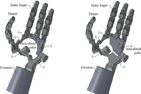 Fig 8 A Multifingered Metamorphic Robotic Hand A A Metamorphic Hand With Hollow Palm B A