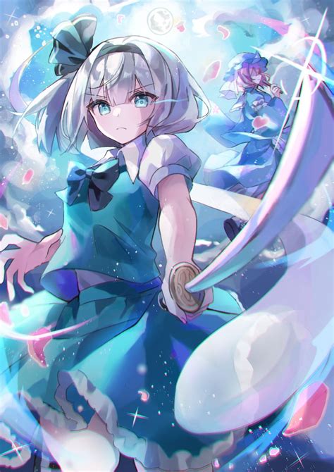 Konpaku Youmu Konpaku Youmu Ghost Saigyouji Yuyuko Touhou Blue